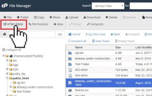 cPanel File Manager: HTML Editor