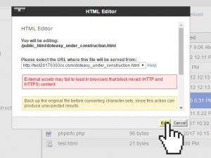 cPanel File Manager: HTML Editor