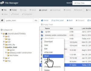 cPanel File Manager: Memindahkan File ke Folder