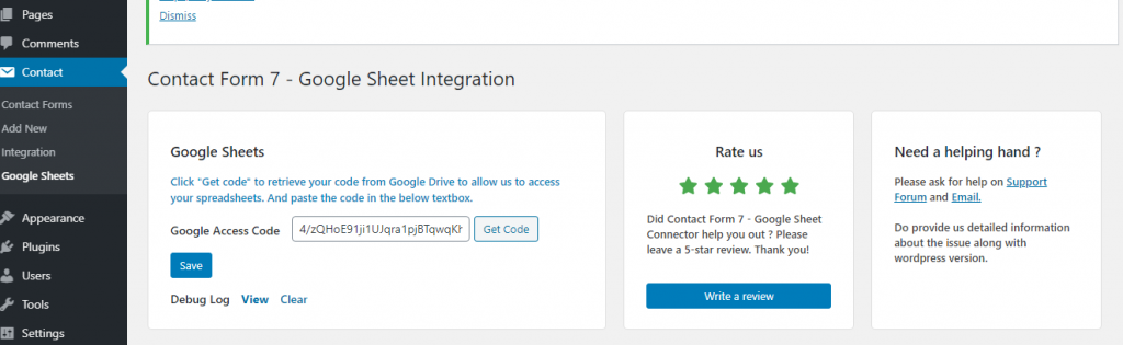 Menghubungkan Contact Form 7 dengan Google Spread Sheet-