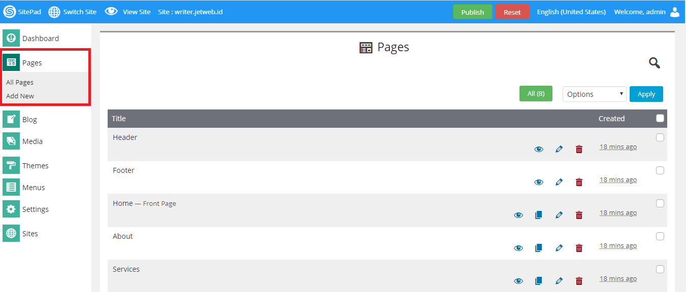 Menambah Page atau Halaman di Sitepad Website Builder - Panduan Hosting Jetorbit